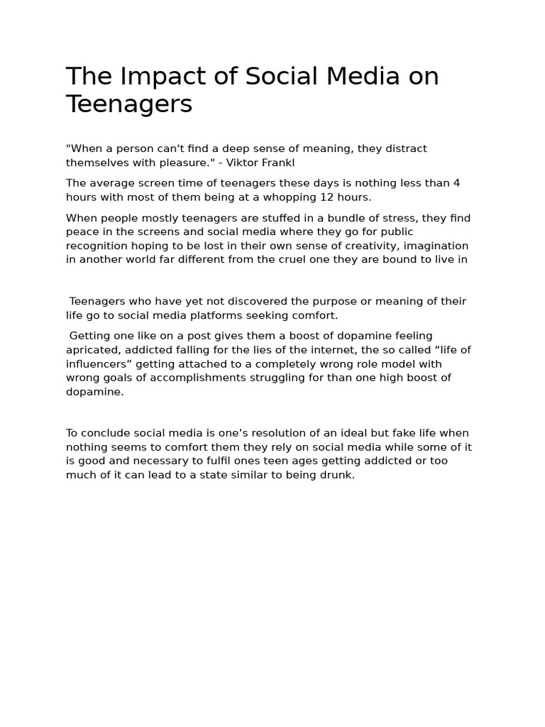 Effects of Social Media on Teen Mental Health | PDF