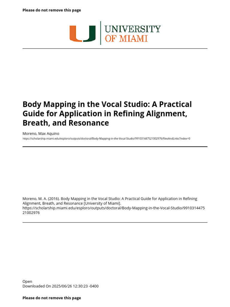 Body Mapping for Vocal Technique Guide | PDF | Singing | Vocal Pedagogy