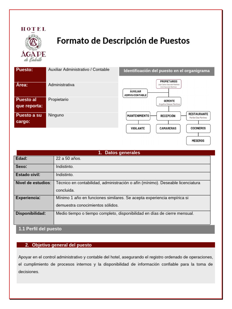 Formato de Descripcion de Puestos Word | PDF | Contabilidad