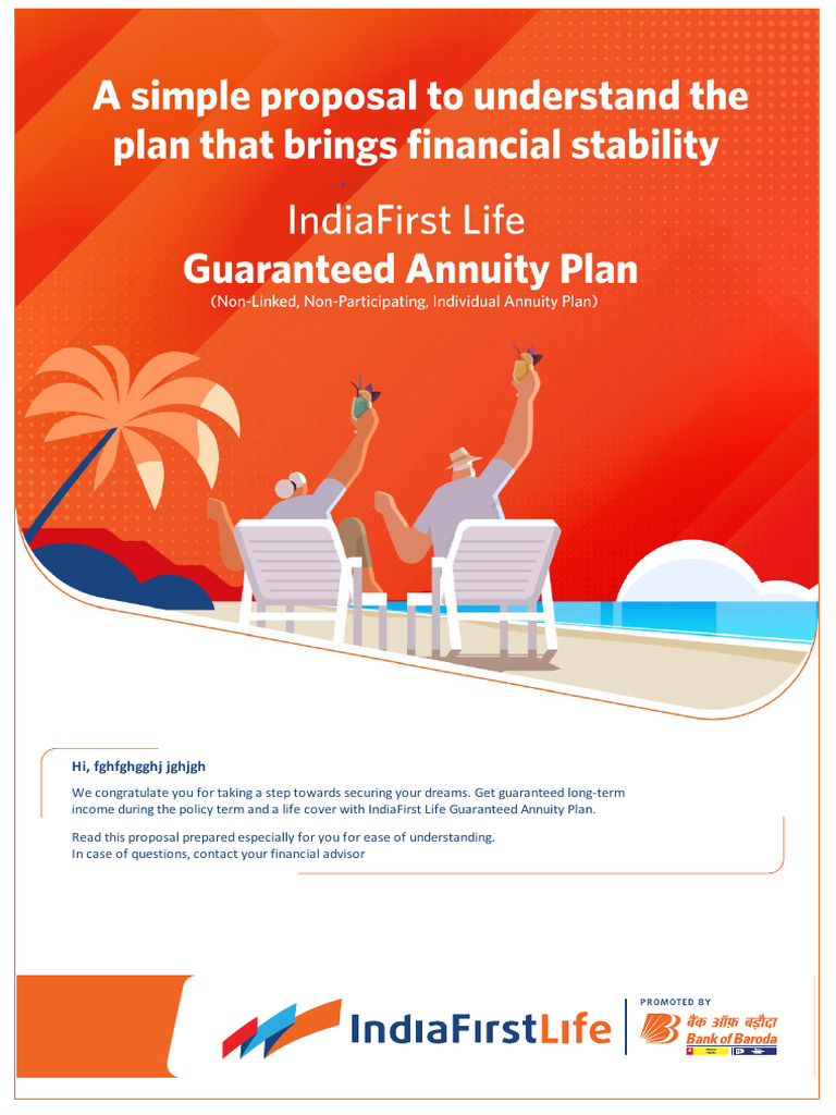 IndiaFirst Life Guaranteed Annuity Plan | PDF | Insurance | Financial ...