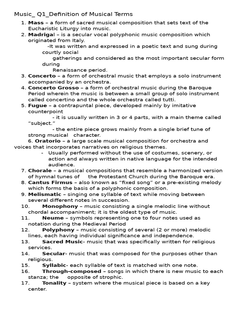 Overview of Musical Forms and Terms | PDF | Musical Compositions ...