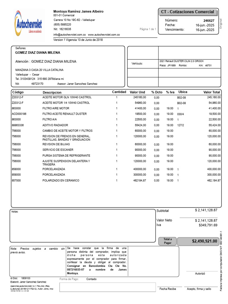 Cotizacion Renault Jpy 689 | PDF | Carros deportivos | Renault