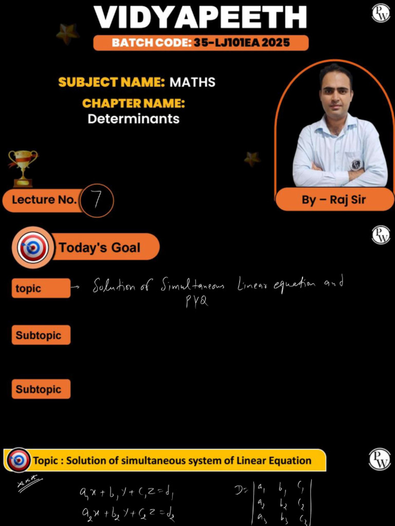 Determinants 07 Class Notes Pdf