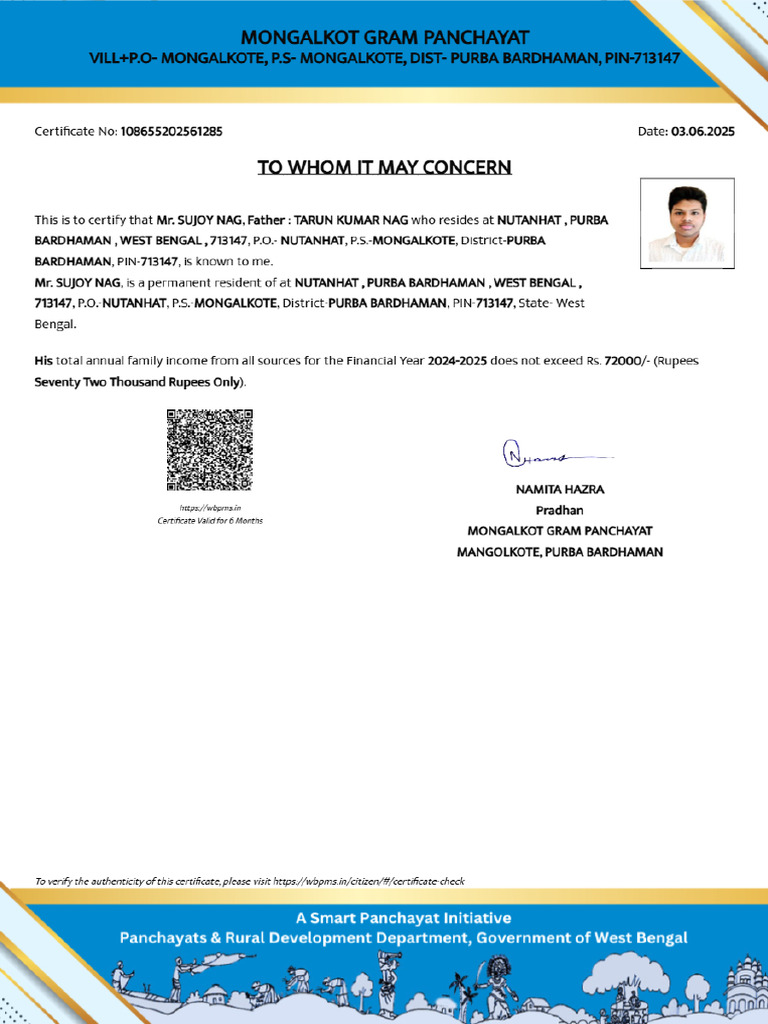 Income Certificate | PDF