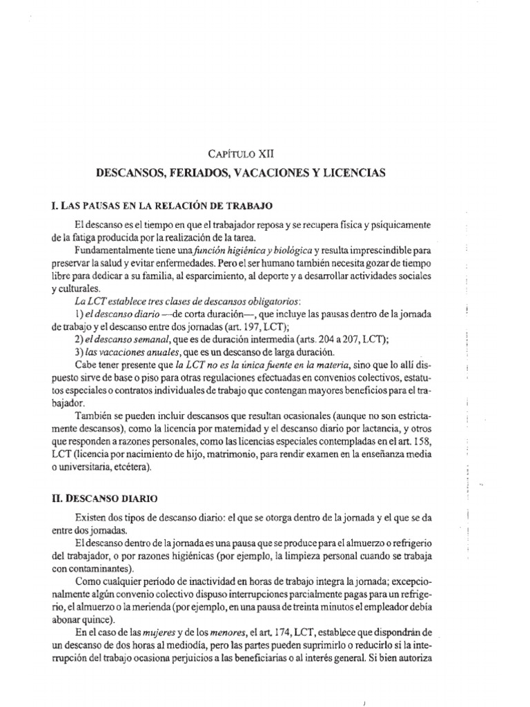 Derecho Laboral Final Vacaciones Descansos y Feriados | PDF