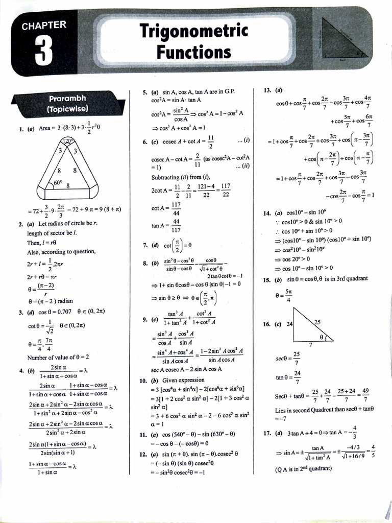 Trigonometric Function Solutions | PDF