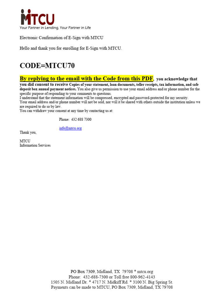 Esign Consent Code | PDF