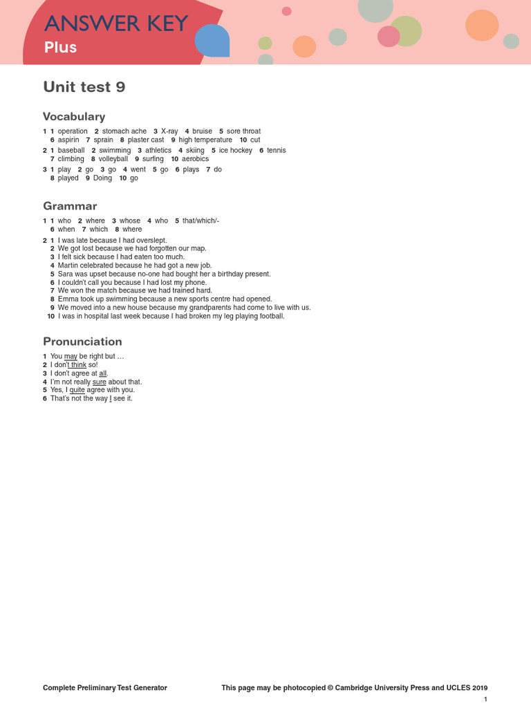 PET-UT-U9P With Answers | PDF