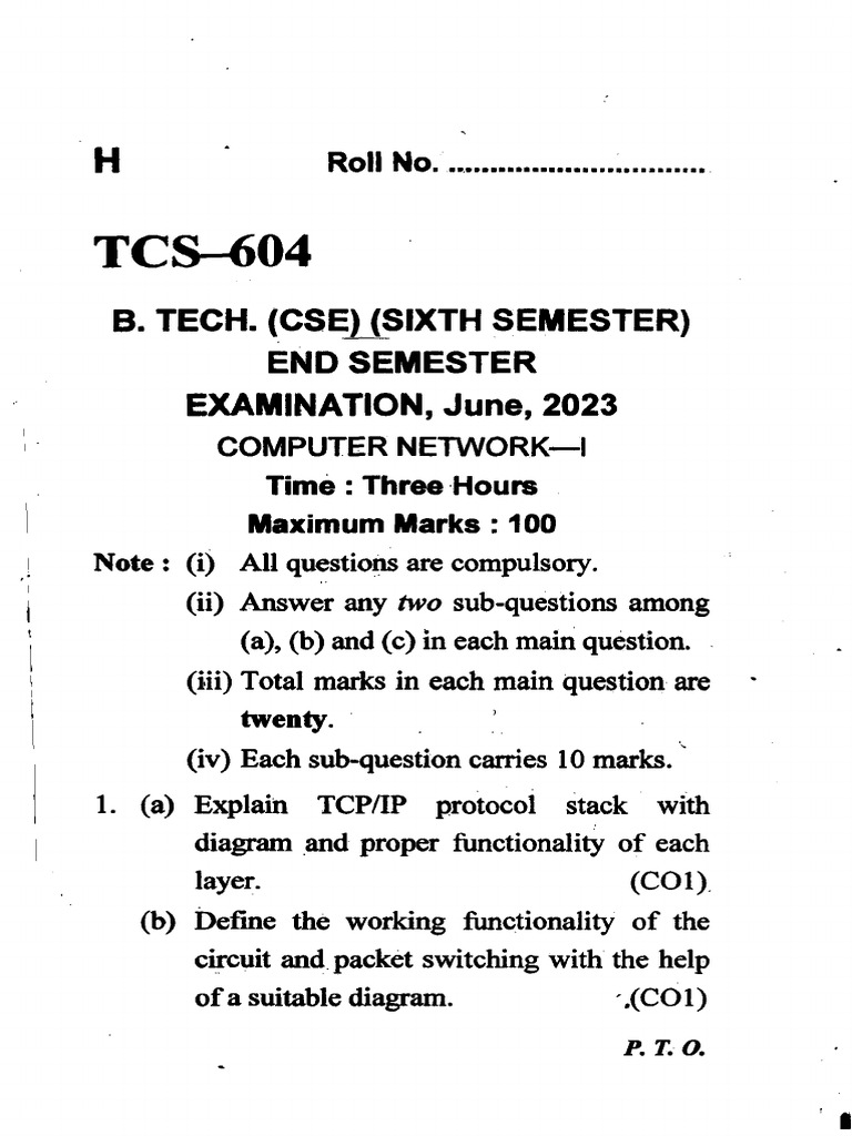 tcs604 Endsem 2023 Jun | PDF