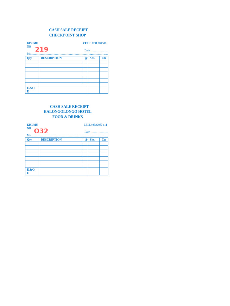 Cash Sale Receipt | PDF