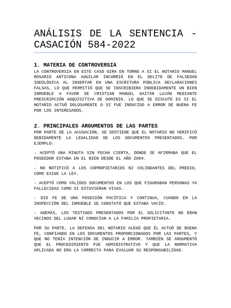 Analisis Casacion (Derecho Notarial) | PDF | Posesión adversa | Ley común