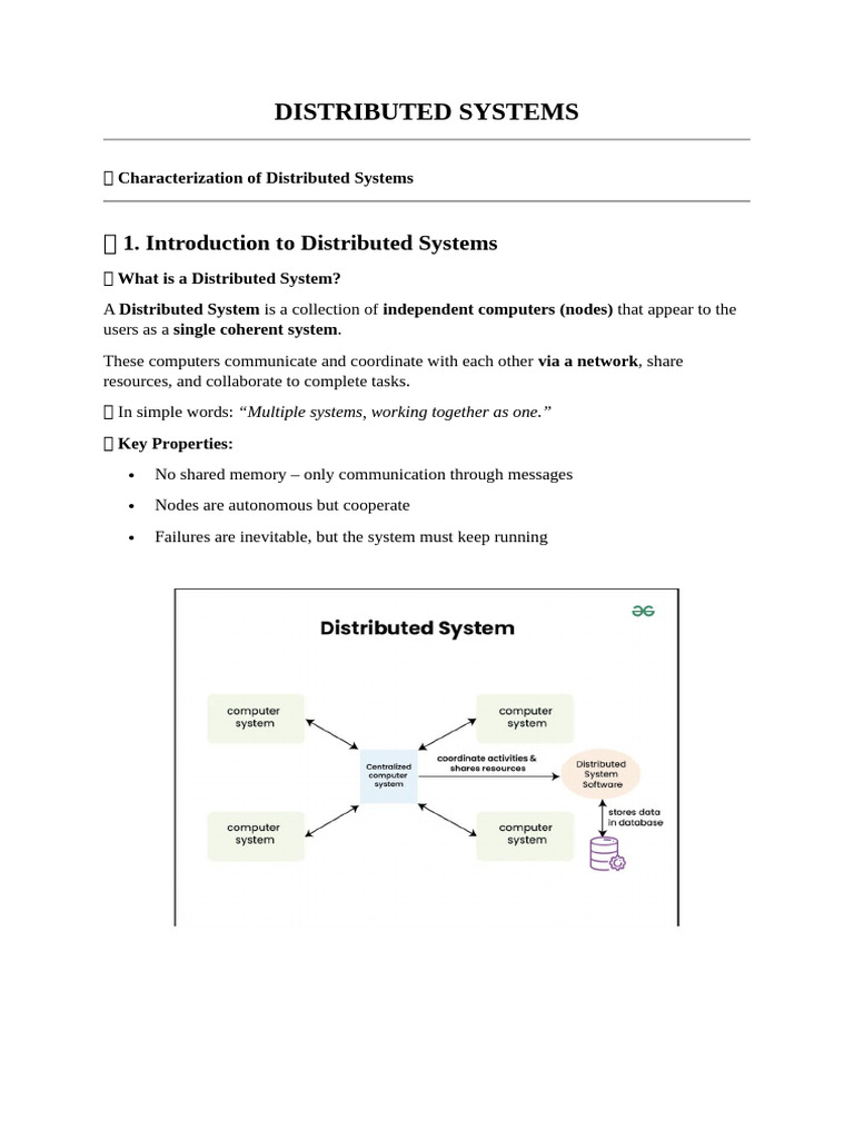Distributed Systems Unit 1 | PDF | Computer Network | Client–Server Model