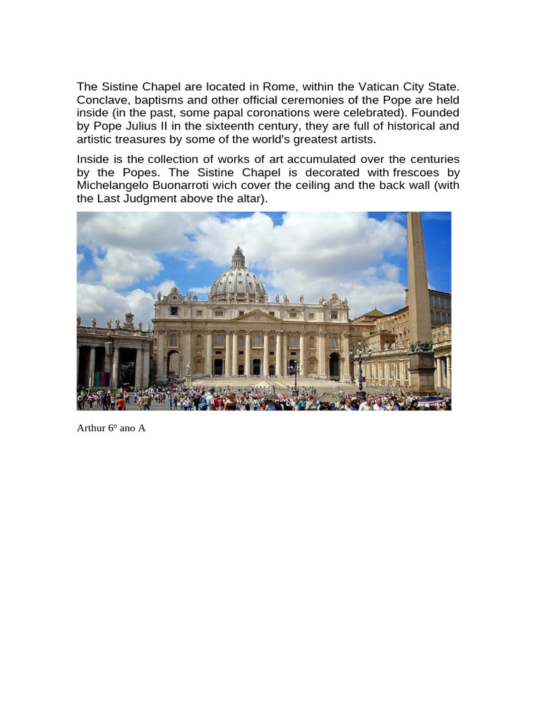 Location of the Sistine Chapel | PDF