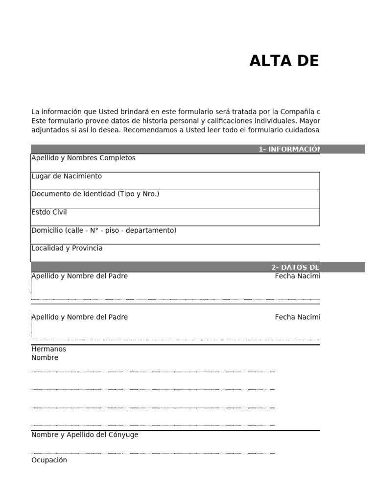 Formulario Alta de Empleo | PDF