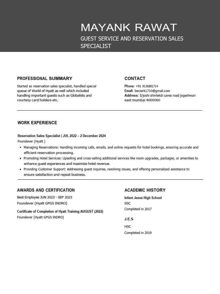 Mayank Rawat CV-1 | PDF