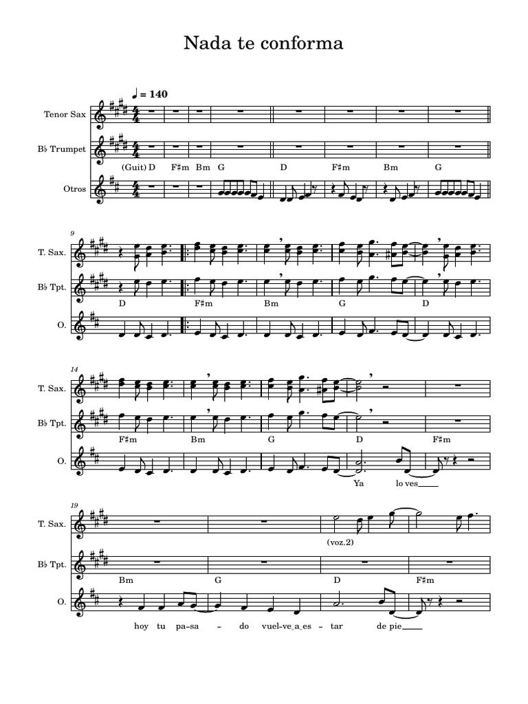 Nada Te Conforma (Trp+Sax) - 063826 | PDF | Saxophone | Woodwind ...