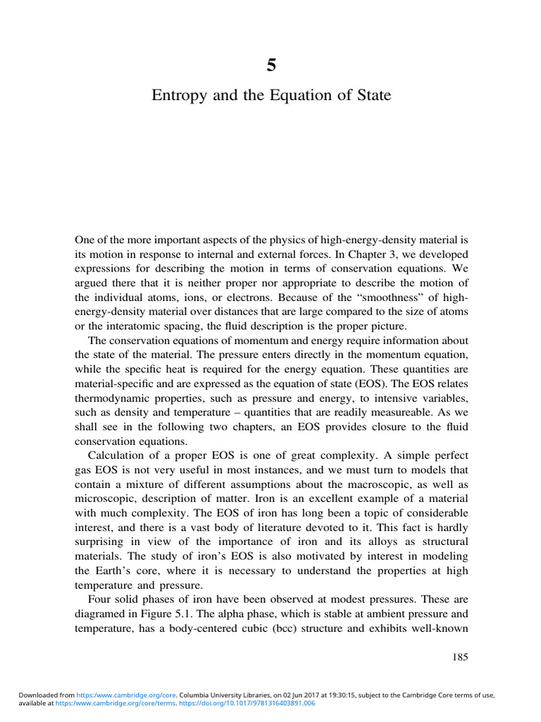Entropy and The Equation of State | PDF | Entropy | Phase (Matter)