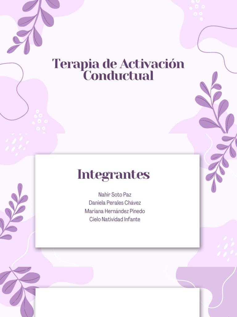 Terapia de Activación Conductual: Guía Completa | PDF | Trastorno ...