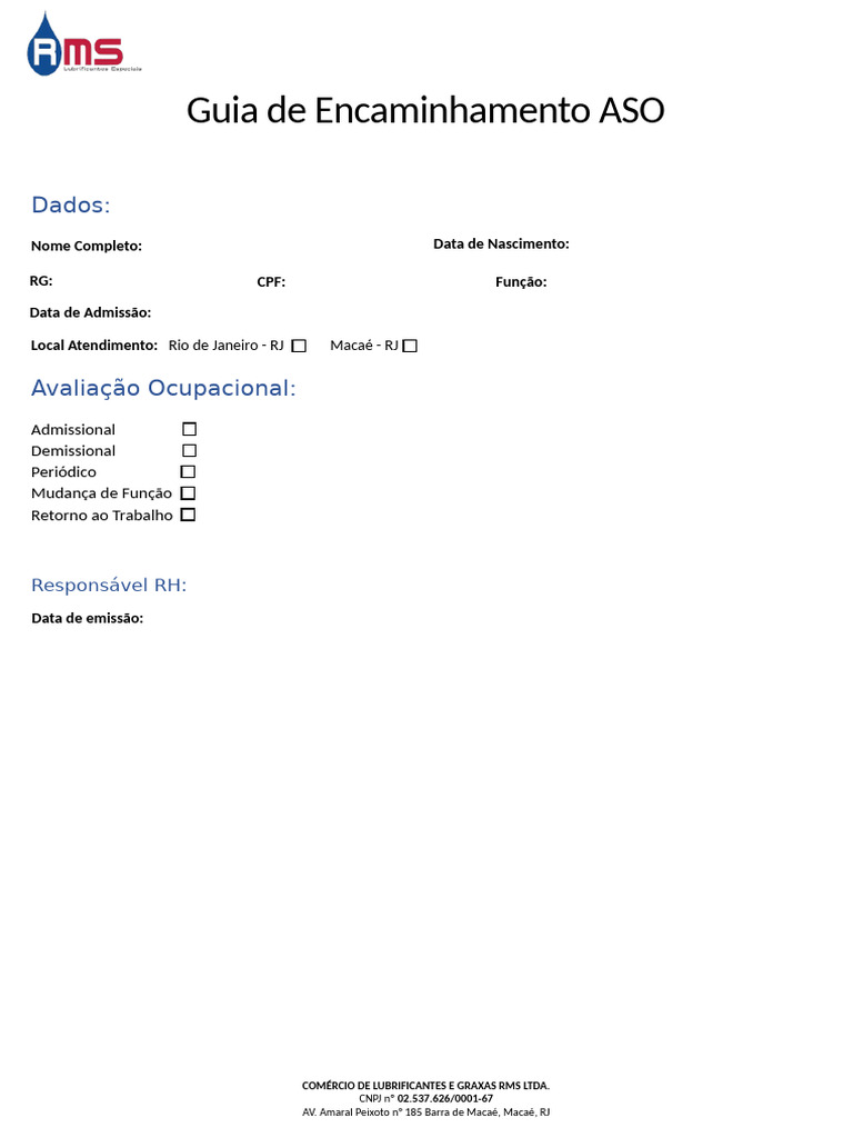 Anexo RH 01 - Guia de Encaminhamento ASO | PDF