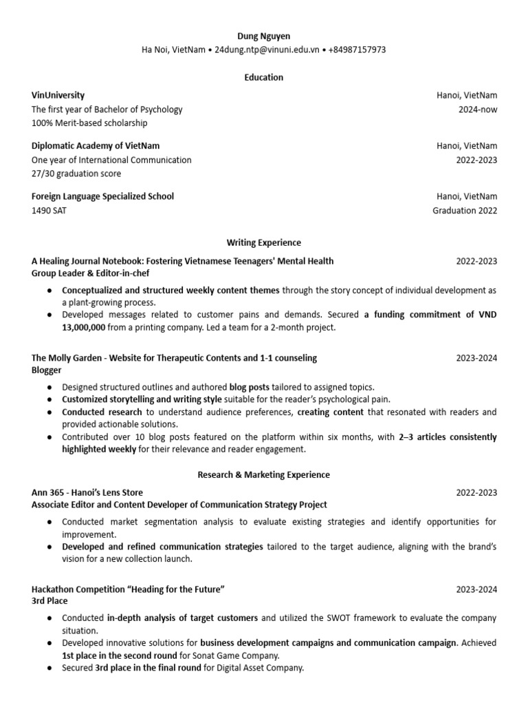 Bản Sao Của MCS Resume Template (Paragraph) | PDF | Human Communication ...