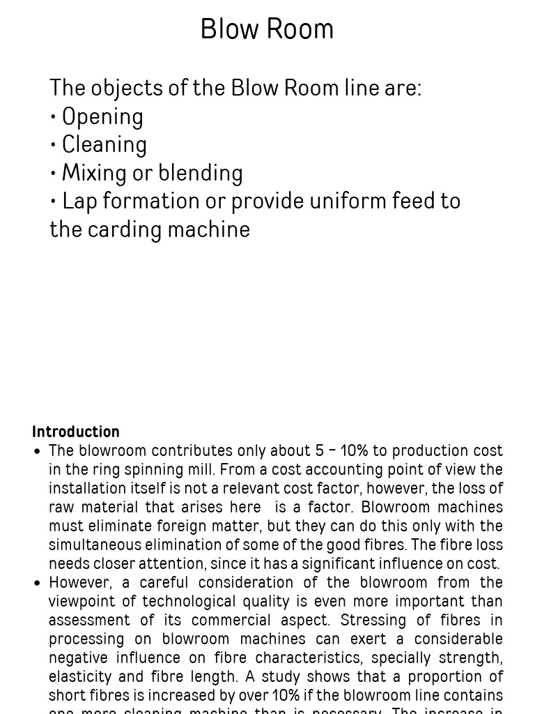 Blow Room 1.pptx - 20231127 - 180624 - 0000 | PDF | Fibers | Spinning ...