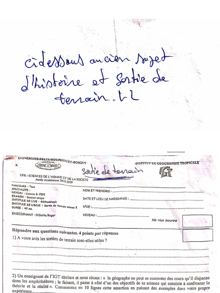 Ancien Sujets D'histoire Et de Sortie de Terrain L2 | PDF