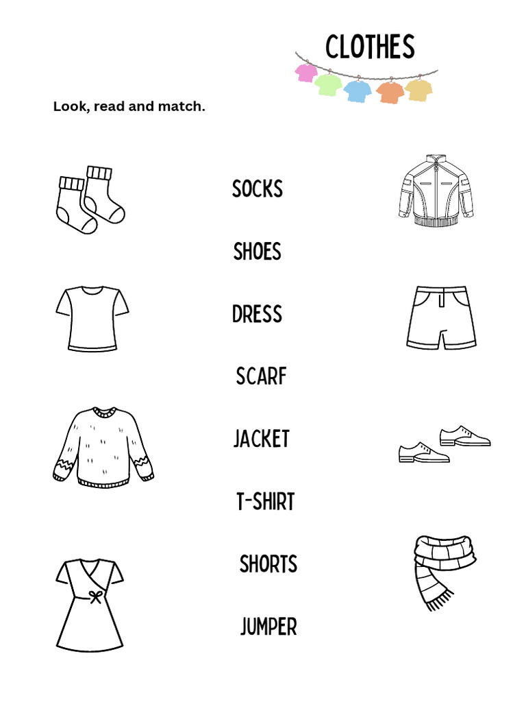 Clothes Matching Worksheet | PDF