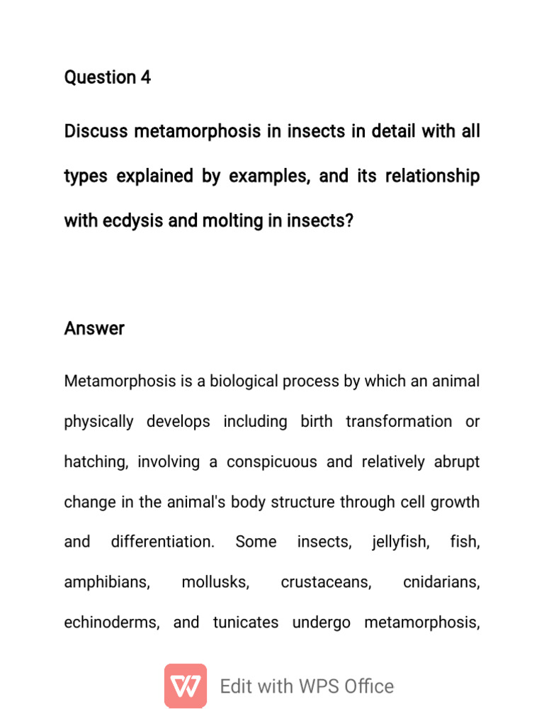 Metamorphosis and Ecdysis in Insects | PDF | Zoology | Insects