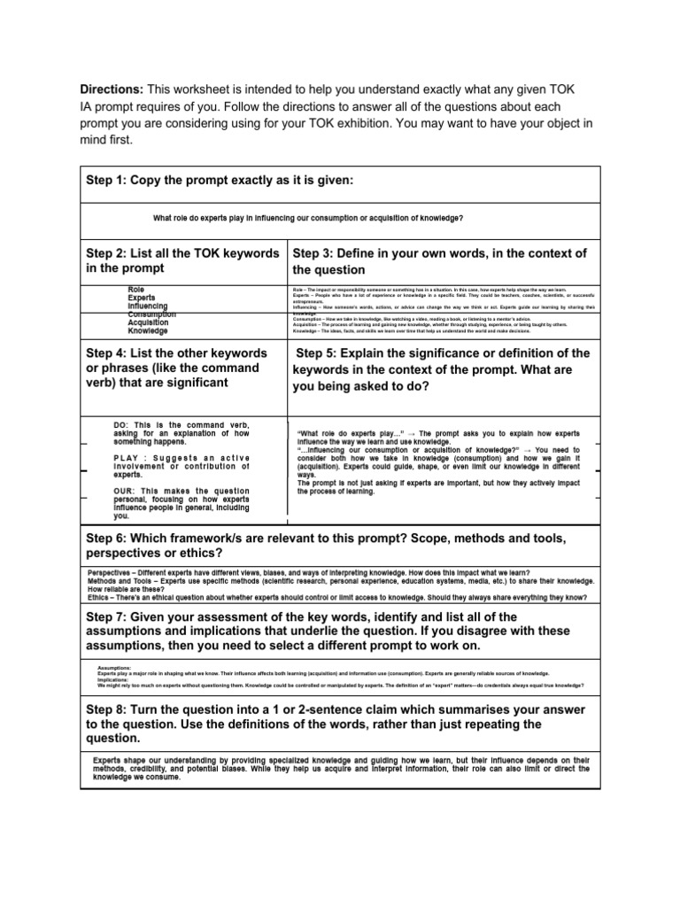 Unpacking The Prompt - Template | PDF | Knowledge | Expert
