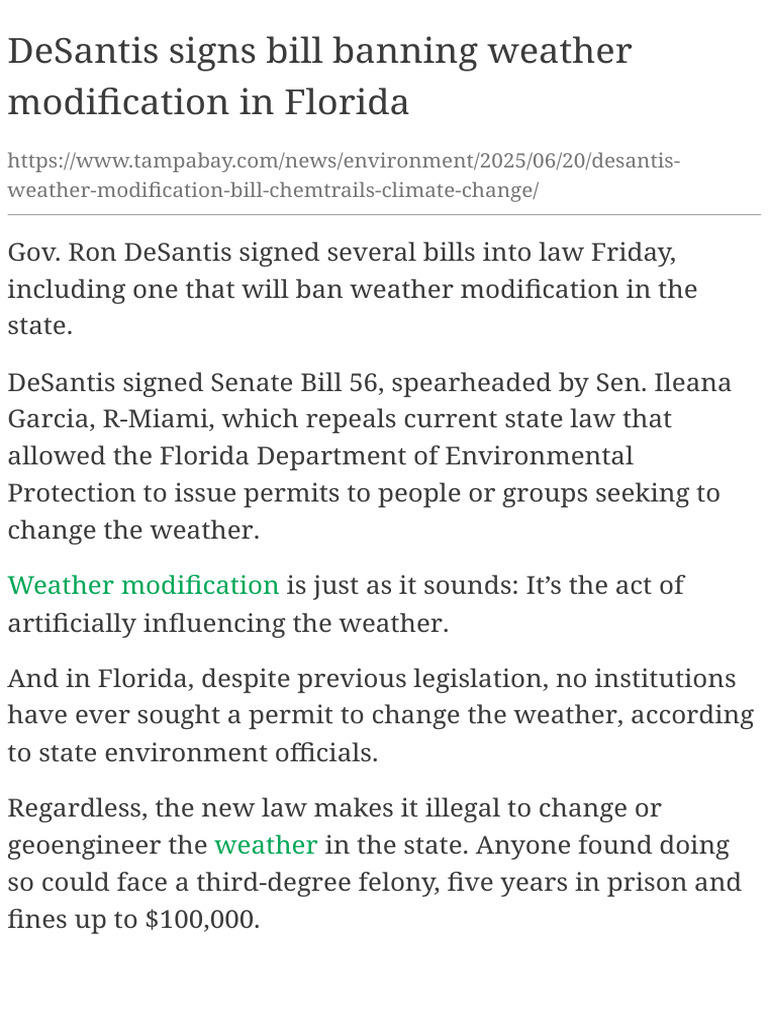 DeSantis Signs Bill Banning Weather Modification | PDF