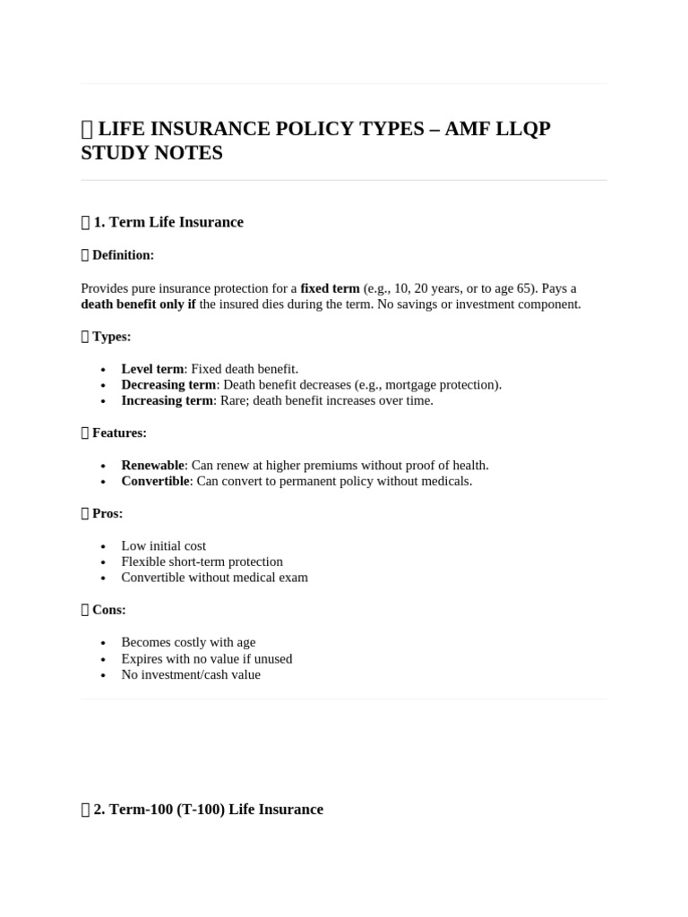 Types of Life Insurance Policies | PDF | Insurance | Life Insurance