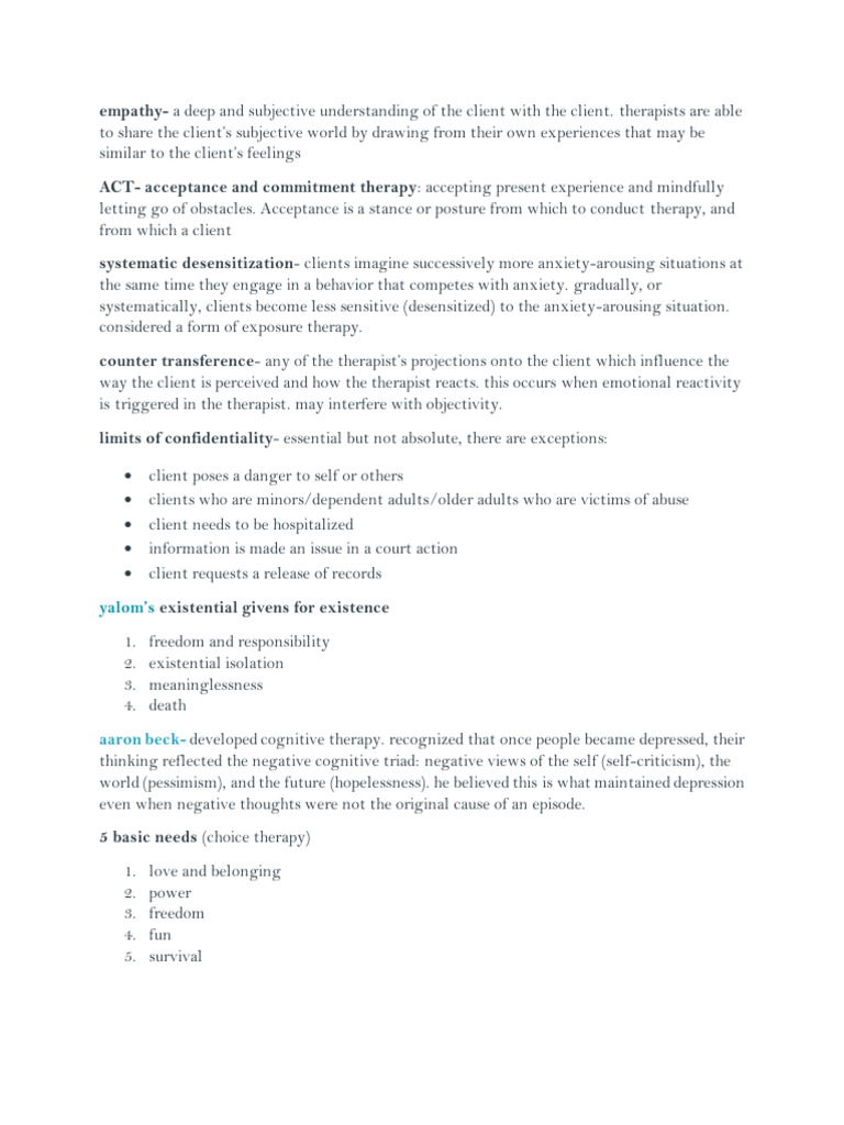 Key Concepts in Therapy Techniques | PDF