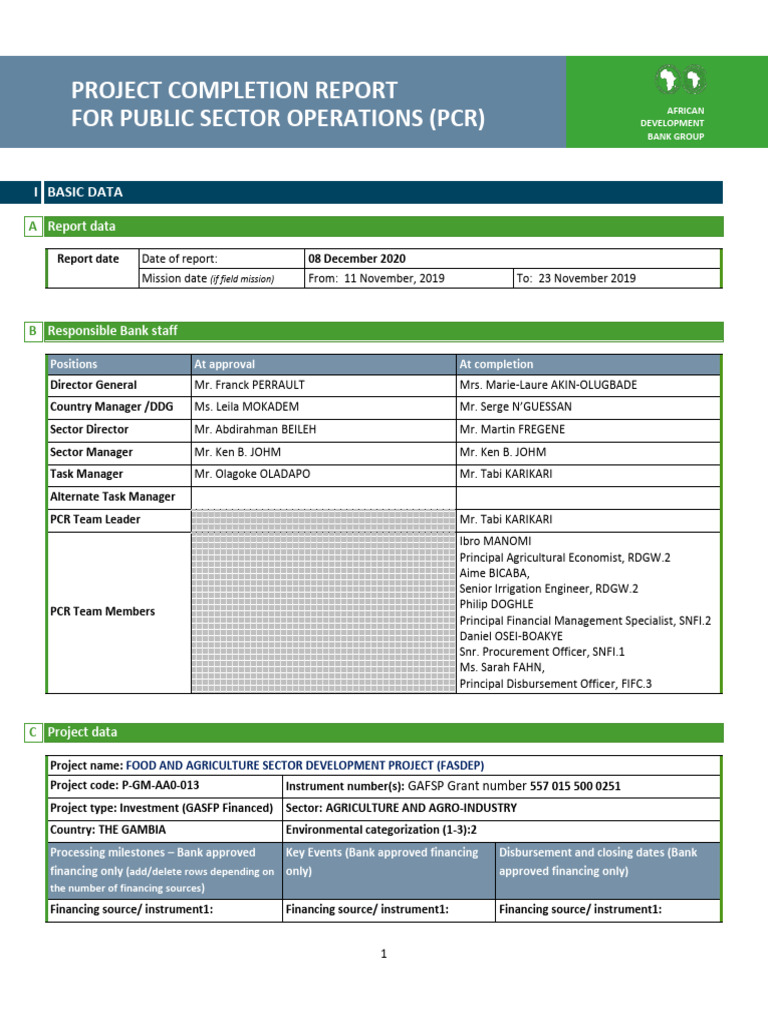 FASDEP GAmbia - Completion Report | PDF | Food Security | Agriculture