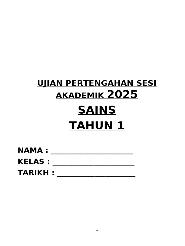 Sains Tahun 1 PPT 2025 (K1&K2) | PDF