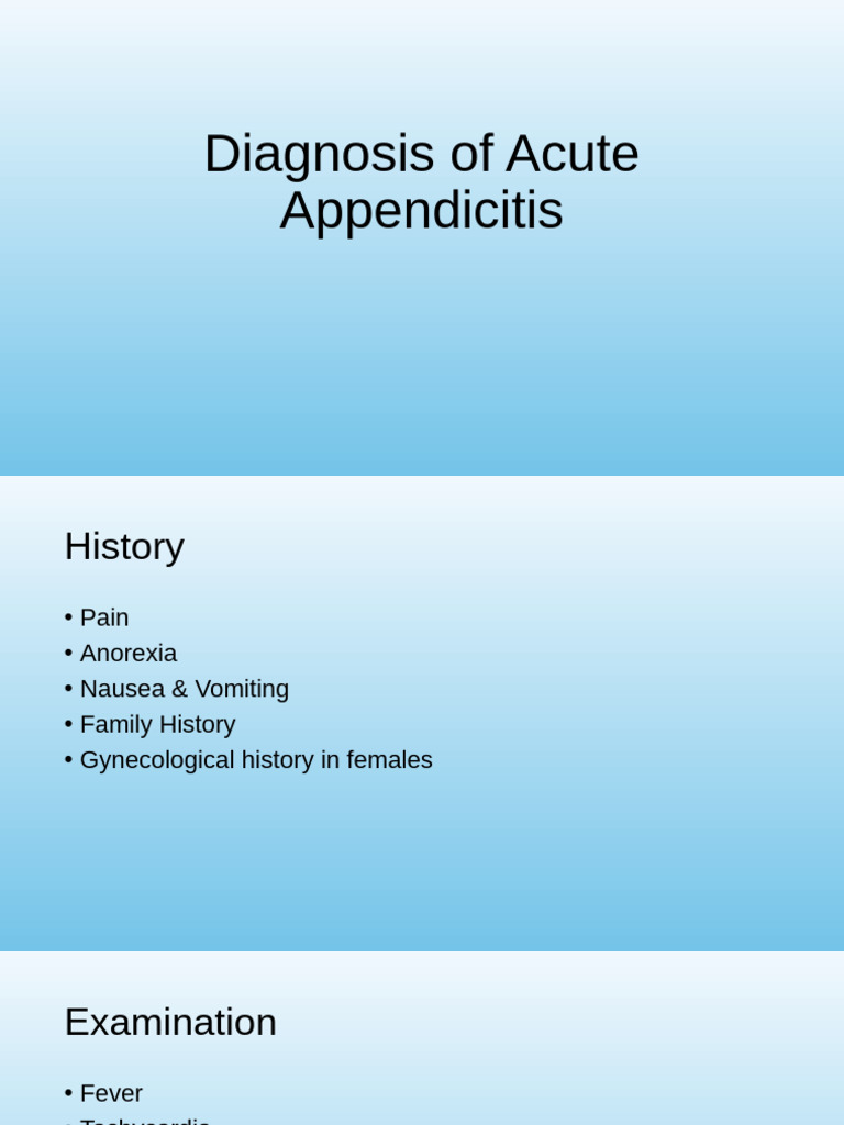 4th Year MBBS Appendicitis Diagnosis | PDF