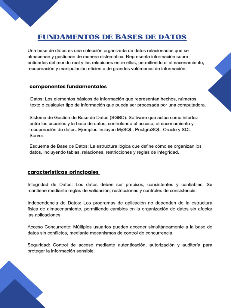 Fundamentos de Una Base de Datos | PDF | Bases de datos | SQL