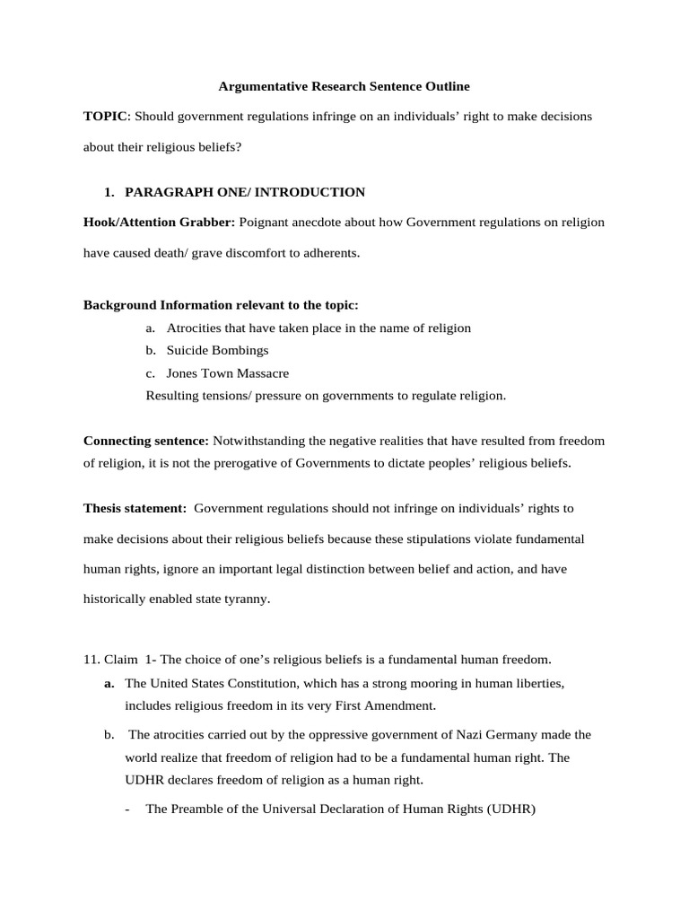 Classical Argumentative Research Sentence Outline | PDF | Human Rights ...