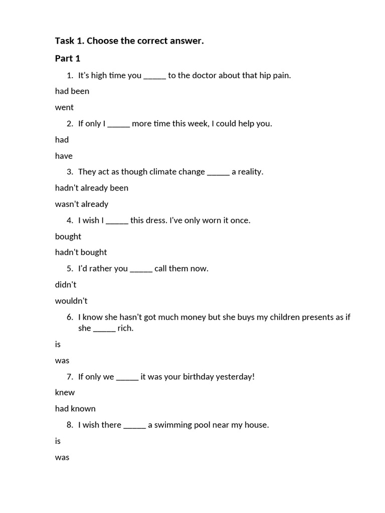 Unreal Time and Subjunctive Exercises | PDF