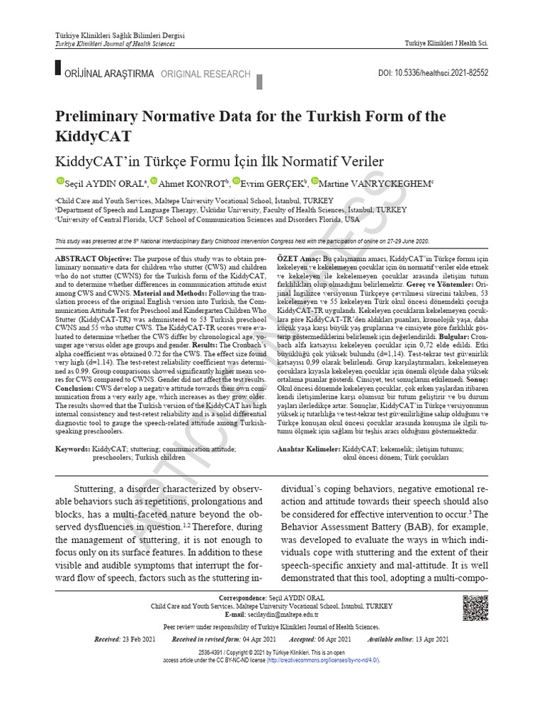 Kiddycat TR | PDF | Stuttering | Attitude (Psychology)