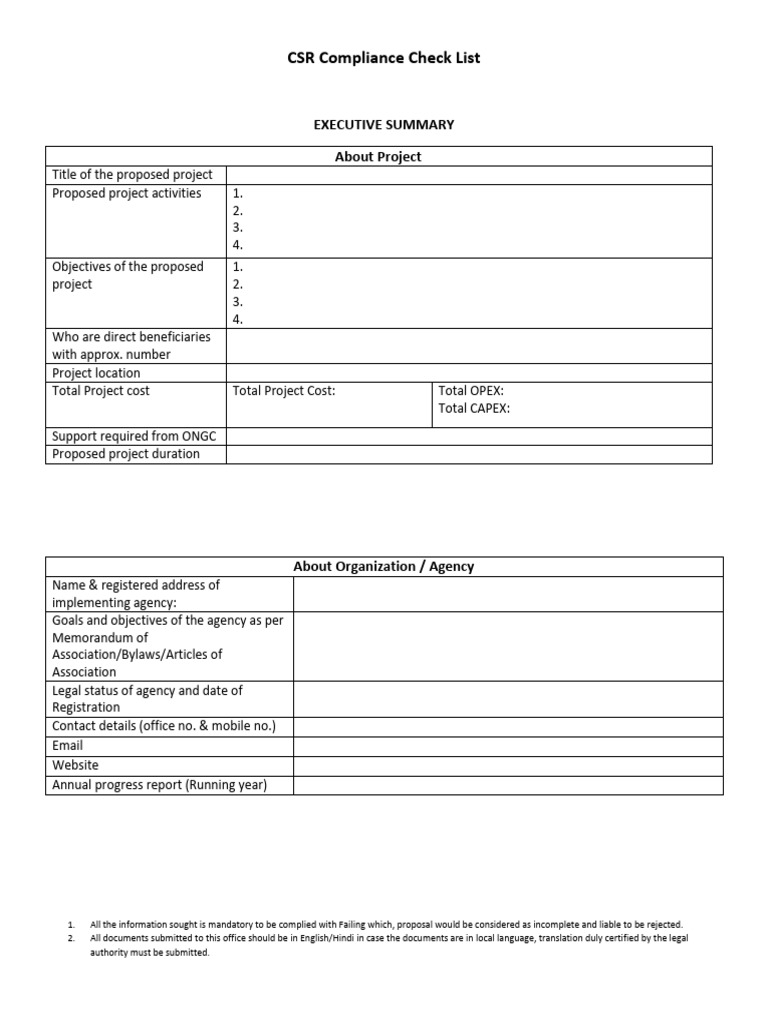ONGC CSR Compliance Checklist | PDF | Government Finances