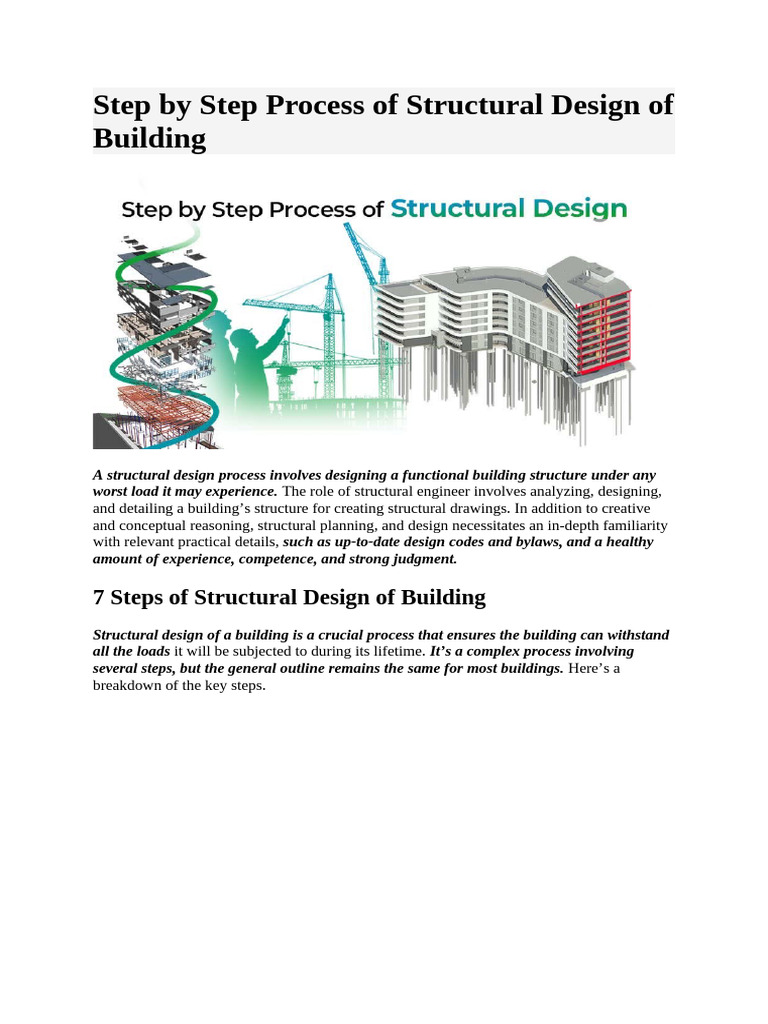 Step by Step Process of Structural Design of Building | PDF | Structural Load | Building ...