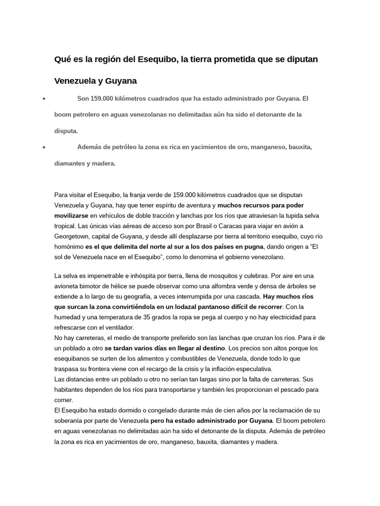 Ubicación y disputa del Esequibo | PDF | Venezuela | Guayana