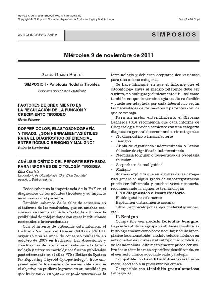 Clasificacion de Bethesda para Tiroides | PDF | Estrógeno | Hormona ...