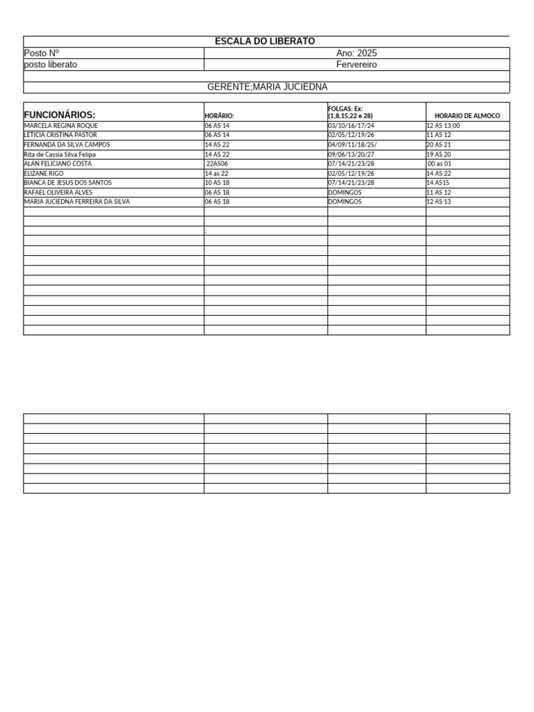 Escala de Folga | PDF