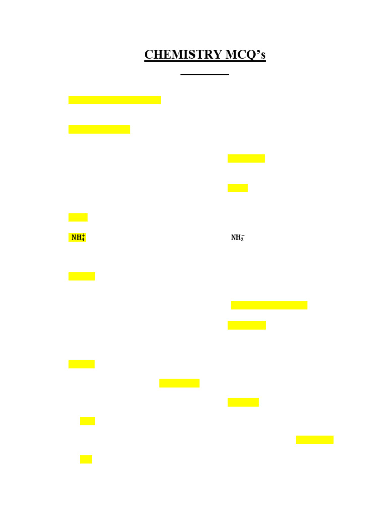 solved MCQ's (Chapter#8) chemistry | PDF | Acid | Molecules