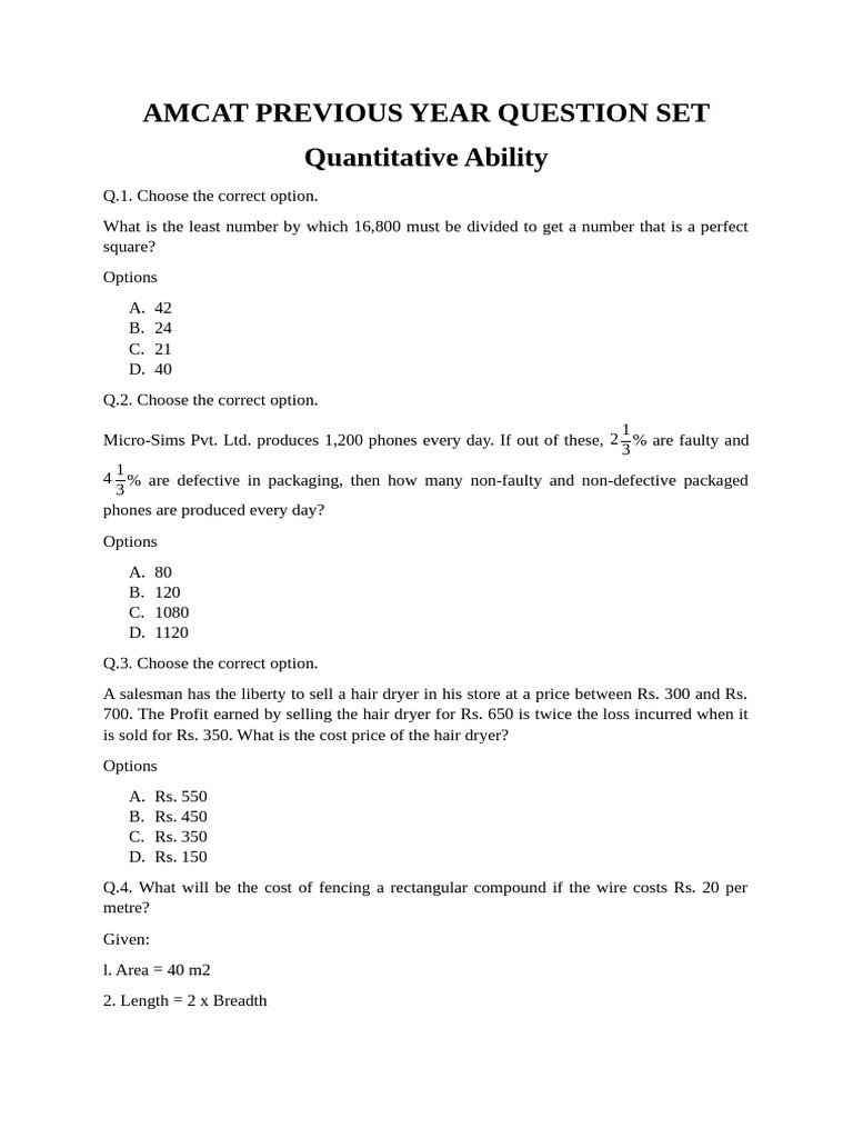 Amcat Previous Year Question Set | PDF