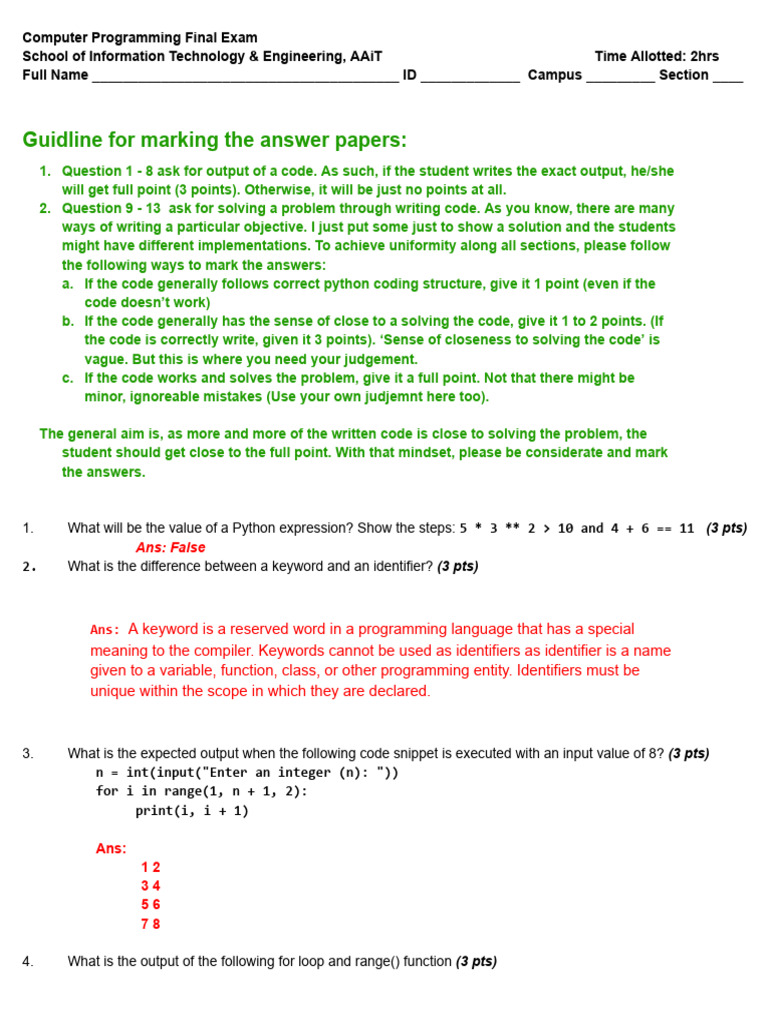 Intro To Programming Exam | PDF | Reserved Word | Computer Science