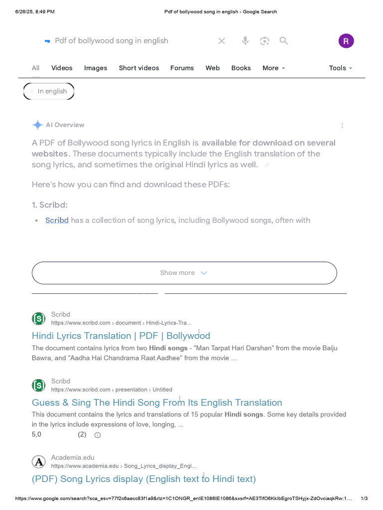 PDF of Bollywood Song in English - Google Search | PDF | Scribd | Software