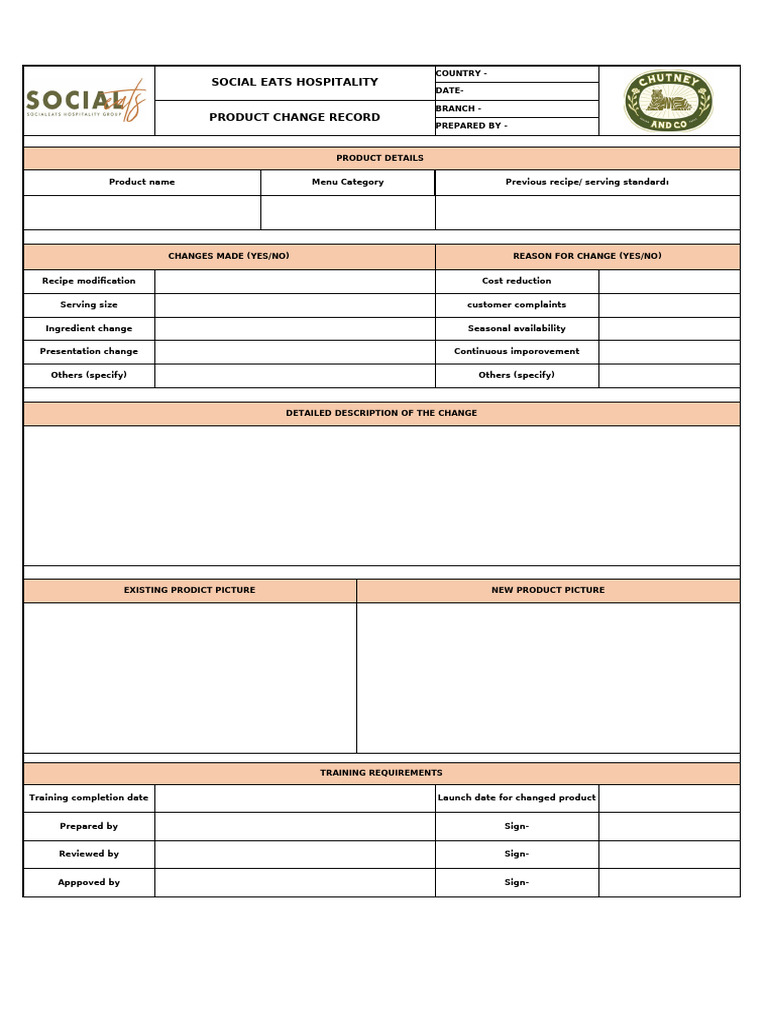 Product Change Form | PDF