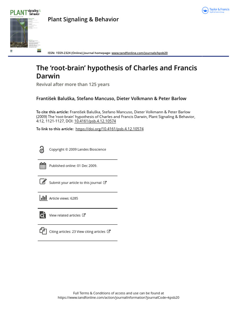 The Root-Brain Hypothesis of Charles and Francis Darwin | PDF | Vesicle ...